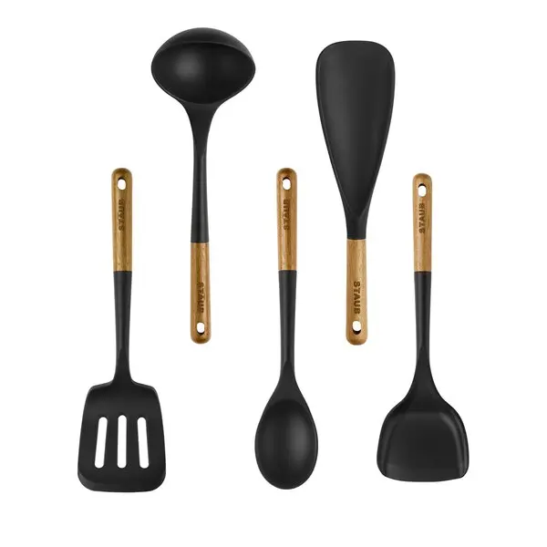 STAUB 5 Piece Silicone & Acacia Utensil Set