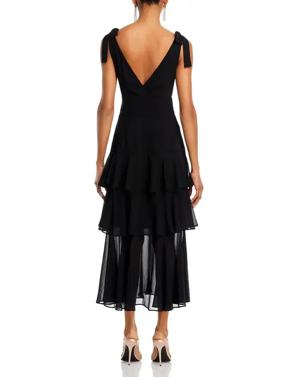 WAYF Hampton Tie Midi Dress - Black