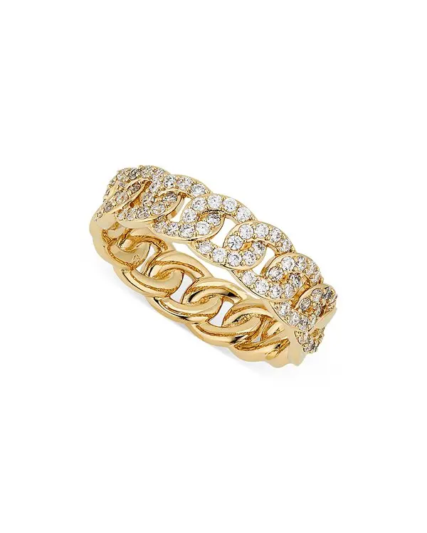 Nadri Twilight Pave Curb Chain Band Ring - Gold