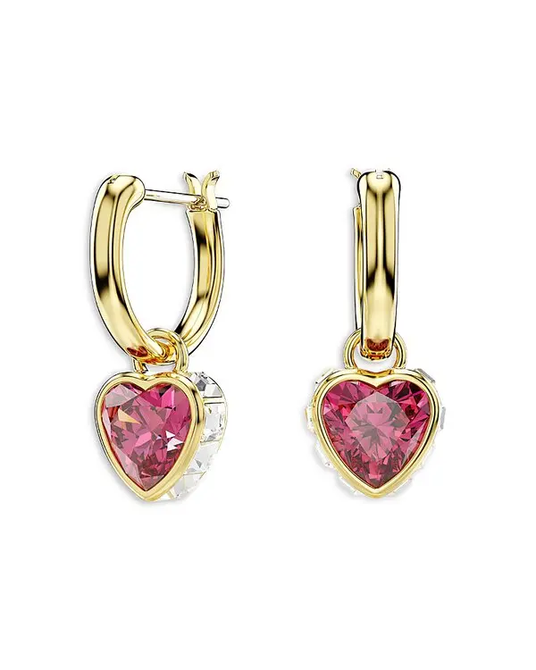 SWAROVSKI Chroma Crystal Heart Drop Earrings - Red/gold