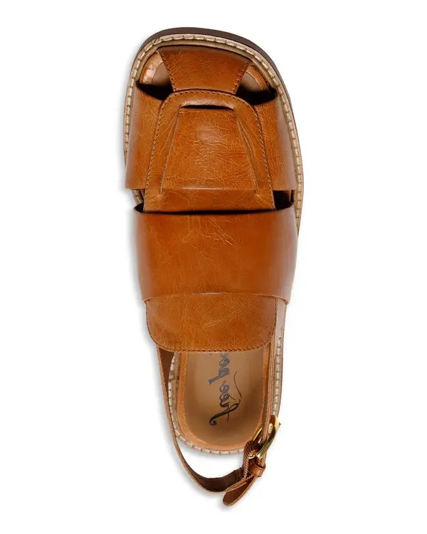 Free People Libby Square Toe Slingback Fisherman Sandals - Vachetta