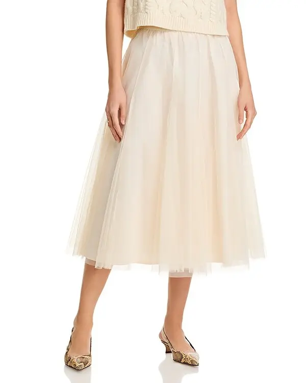 Aqua Tulle Midi Skirt