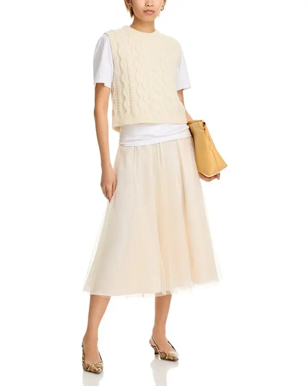 Aqua Tulle Midi Skirt