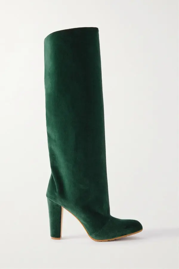 Manolo Blahnik Garder 45 Velvet Knee Boots - Green