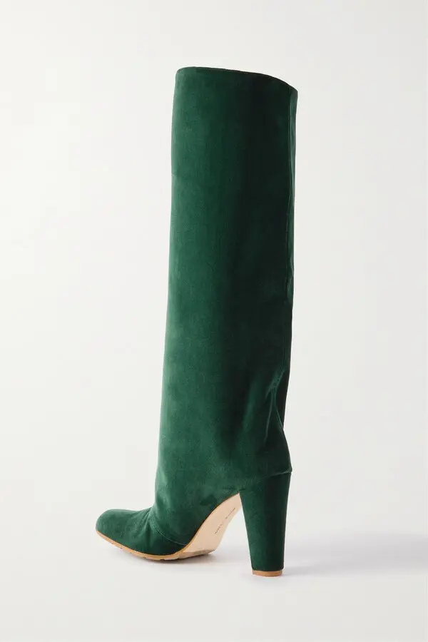 Manolo Blahnik Garder 45 Velvet Knee Boots - Green