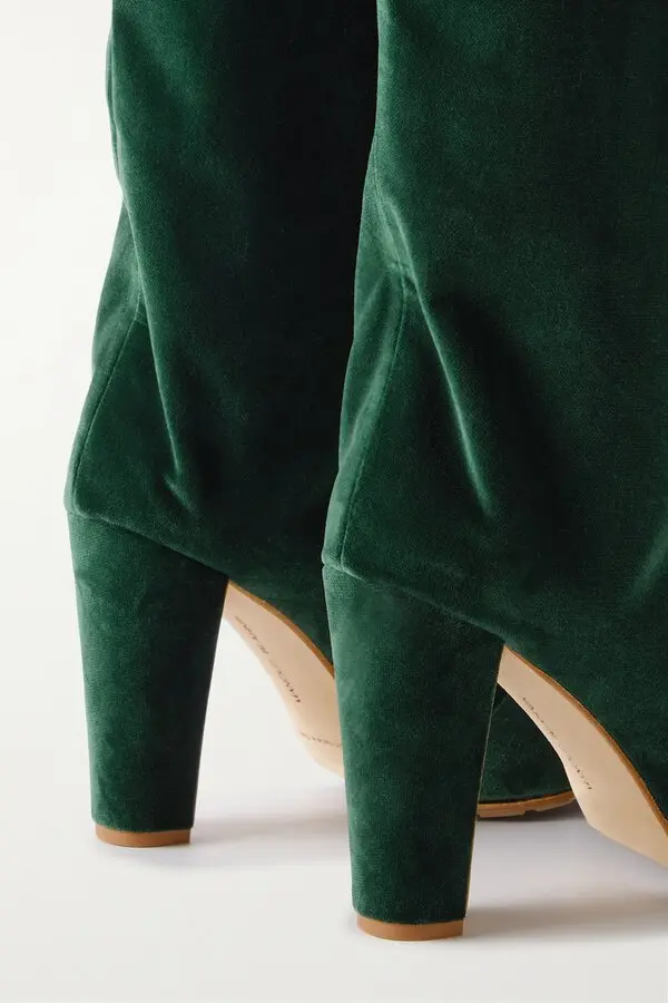 Manolo Blahnik Garder 45 Velvet Knee Boots - Green