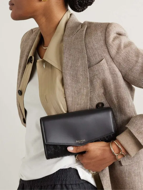 SERAPIAN Woven Leather Clutch