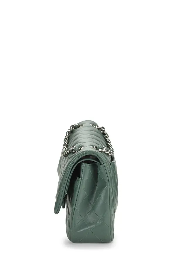 Chanel Quilted Lambskin Classic Double Flap Medium Shoulder Bag - Green