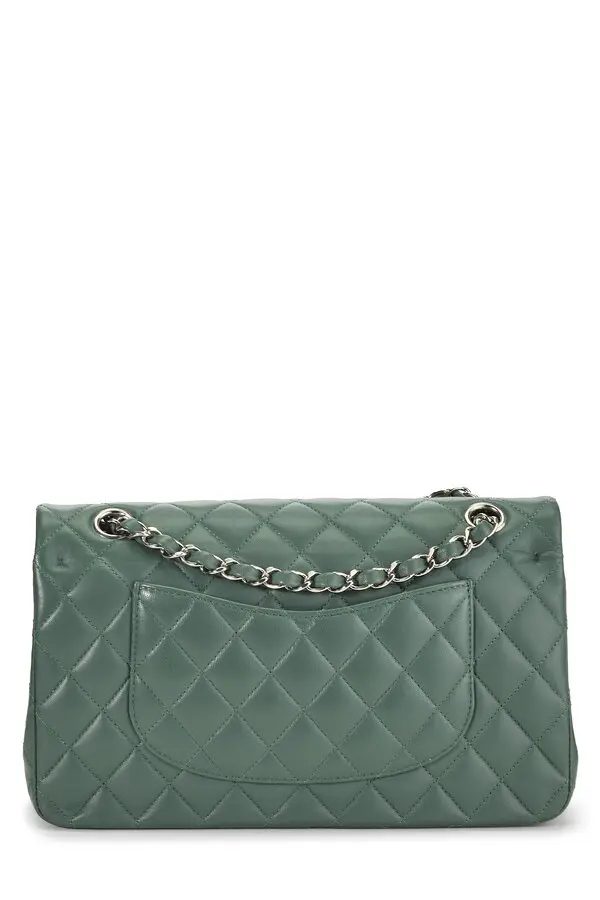 Chanel Quilted Lambskin Classic Double Flap Medium Shoulder Bag - Green