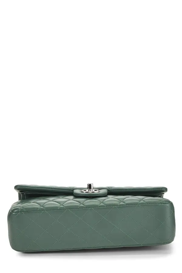 Chanel Quilted Lambskin Classic Double Flap Medium Shoulder Bag - Green