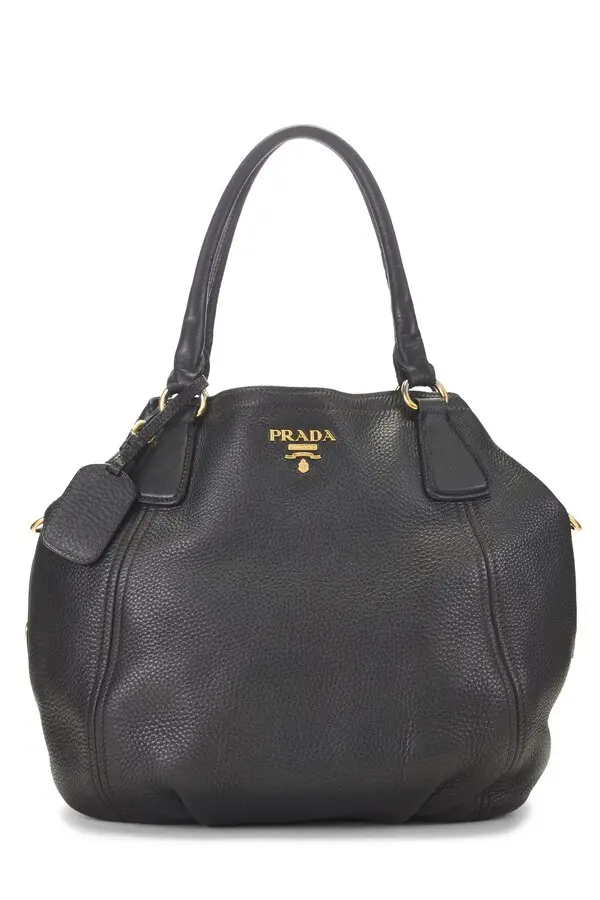 Prada Vitello Daino Sacca 2 Manici Tote Bag - Black