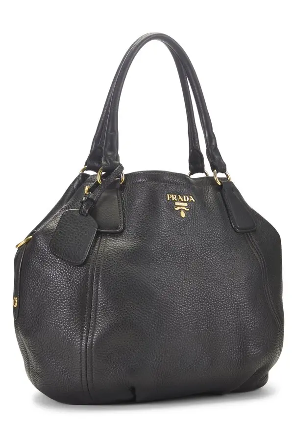 Prada Vitello Daino Sacca 2 Manici Tote Bag - Black