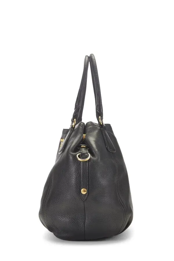 Prada Vitello Daino Sacca 2 Manici Tote Bag - Black