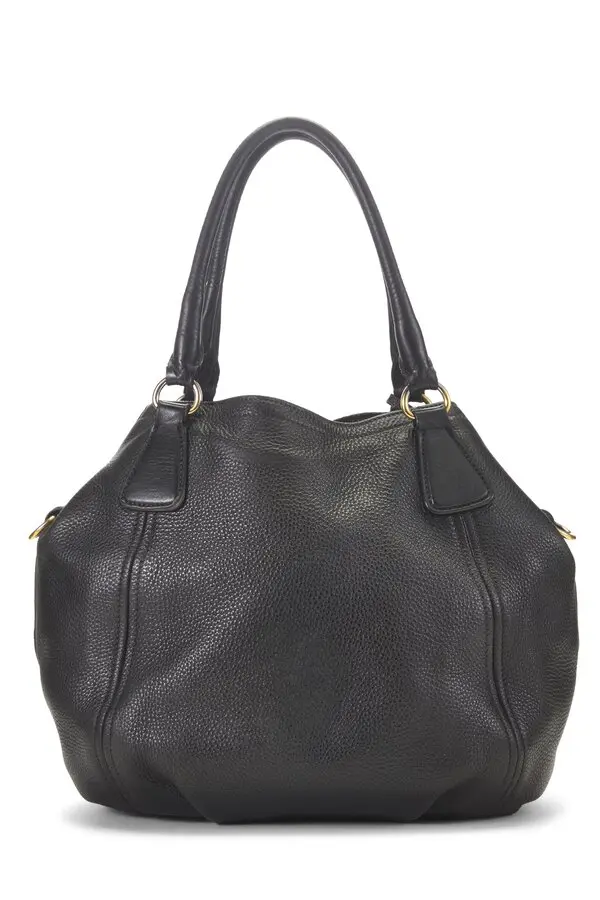 Prada Vitello Daino Sacca 2 Manici Tote Bag - Black