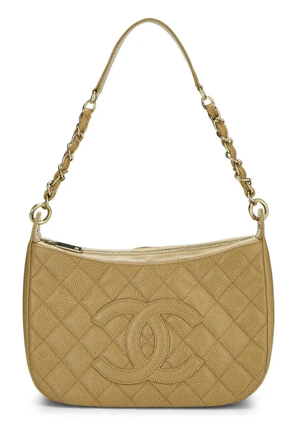 Chanel Caviar Timeless Cc Shoulder Bag - Beige