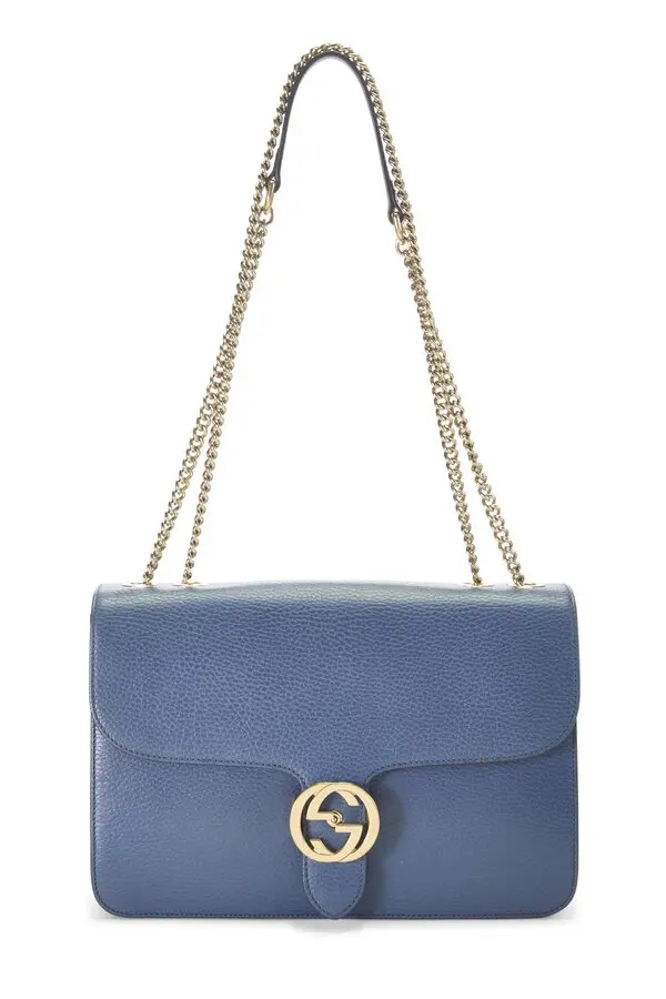 Gucci Leather Interlocking Crossbody Bag - Blue