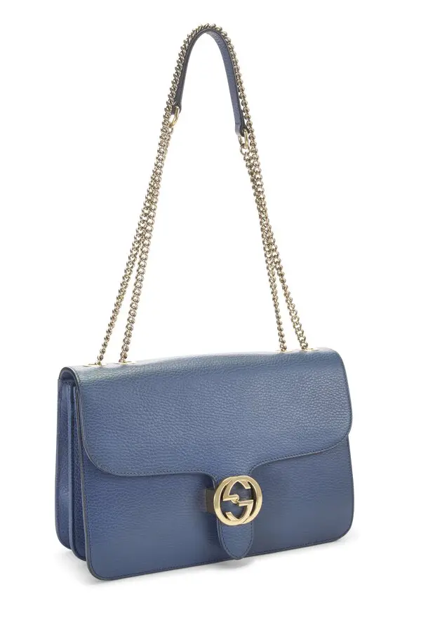 Gucci Leather Interlocking Crossbody Bag - Blue