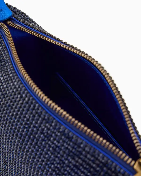Giorgio Armani La Prima Soft Mini Handbag In Metallic Knit With Rhinestones