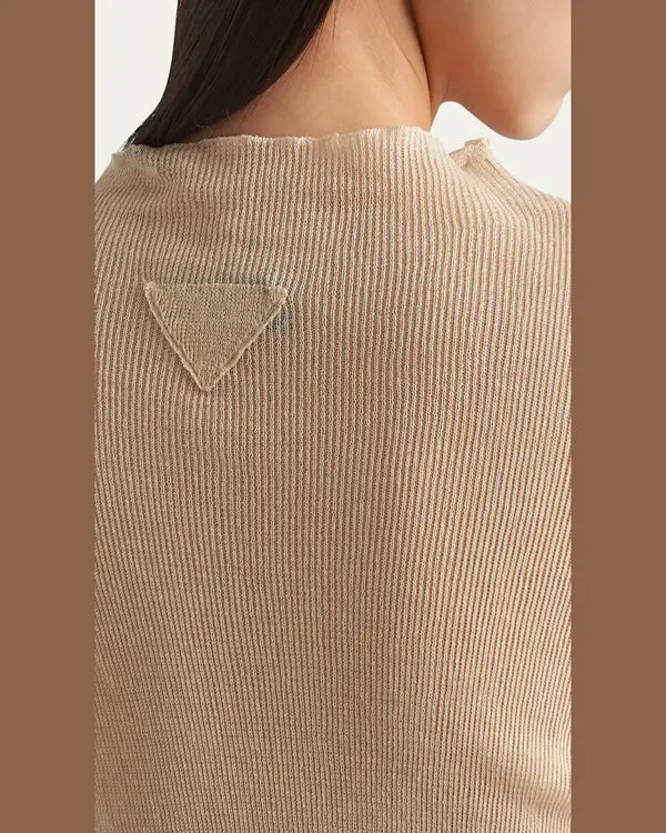 Prada Superfine Cotton Knit Mock-neck Top