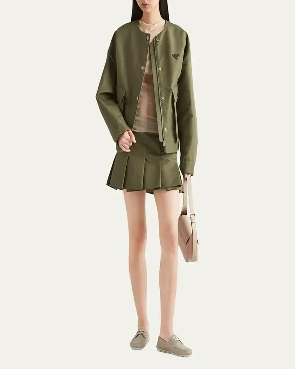 Prada Superfine Cotton Knit Mock-neck Top