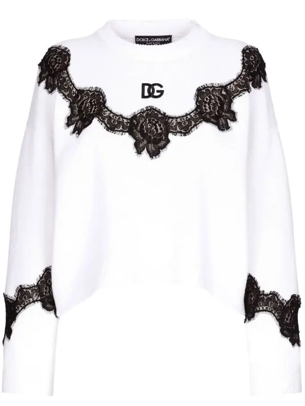 Dolce & Gabbana Lace-insert Jumper - White