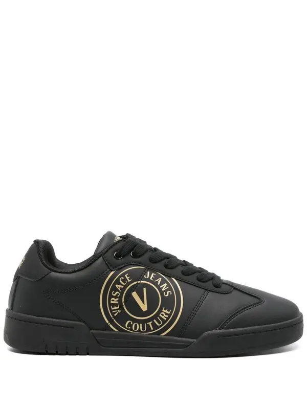 Versace Logo-print Leather Sneakers