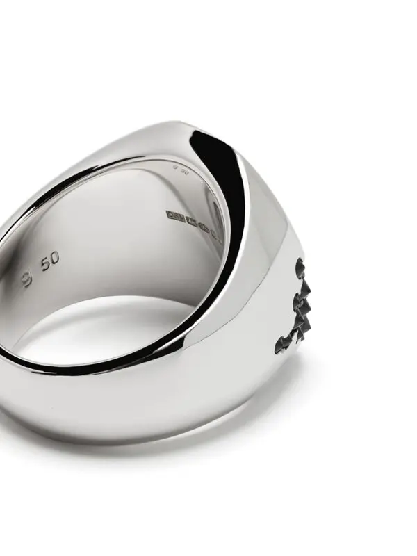 Tom Wood Sterling Oval Black Molecule Signet Ring - Silver
