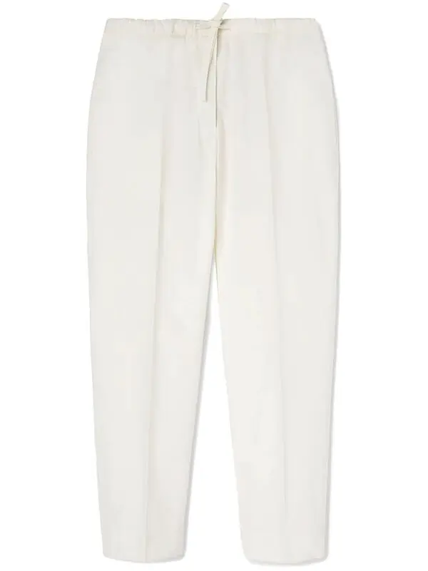 JIL SANDER Drawstring-waistband Cotton Trousers - White