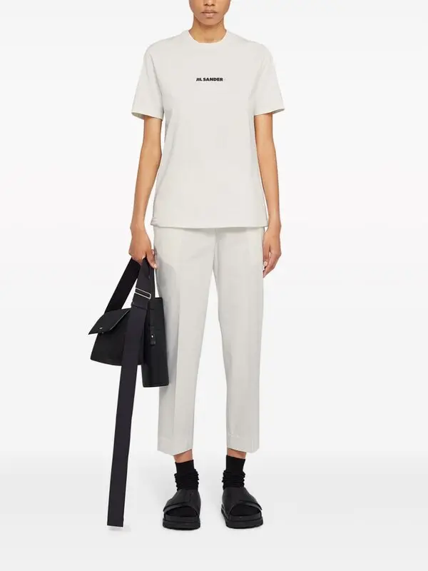 JIL SANDER Drawstring-waistband Cotton Trousers - White