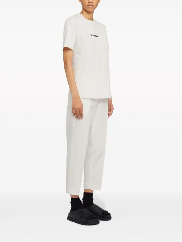 JIL SANDER Drawstring-waistband Cotton Trousers - White