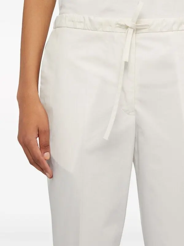 JIL SANDER Drawstring-waistband Cotton Trousers - White
