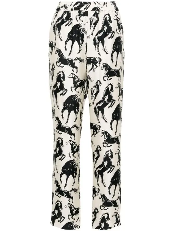 Balmain Horse-print Tapered Trousers - Neutrals