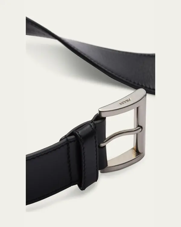 Prada Metal Buckle Calf Leather Belt