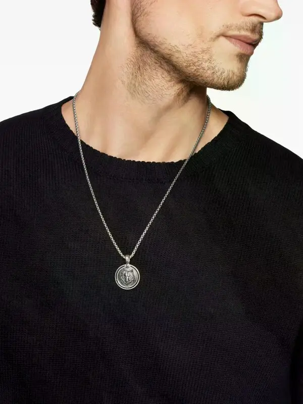 David Yurman Sterling Petrus Wolf Diamond Amulet