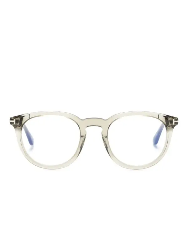 TOM FORD Logo Plaque Transparent Glasses - Grey