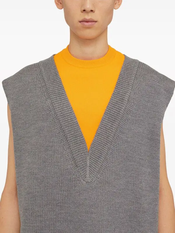 JIL SANDER Two-tone Layered Knitted Vest