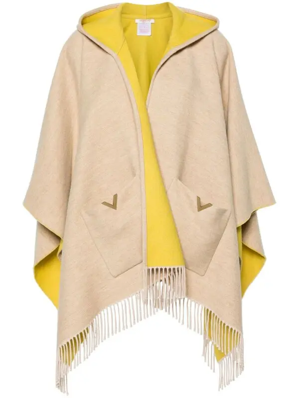 Valentino Garavani Logo Plaque Fringe Cape