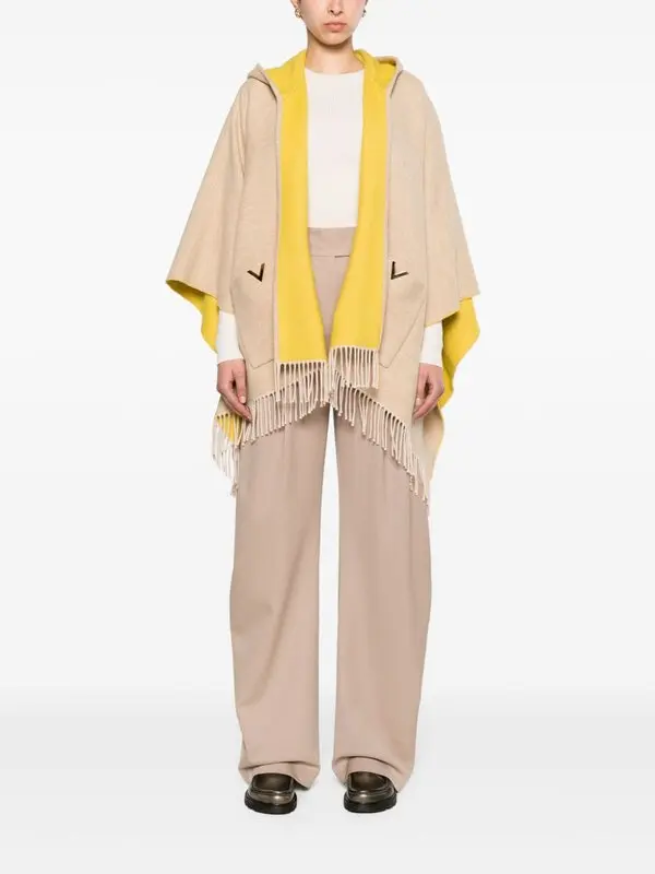 Valentino Garavani Logo Plaque Fringe Cape