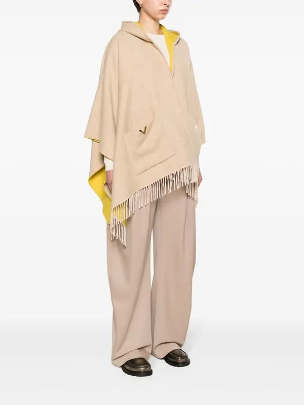 Valentino Garavani Logo Plaque Fringe Cape