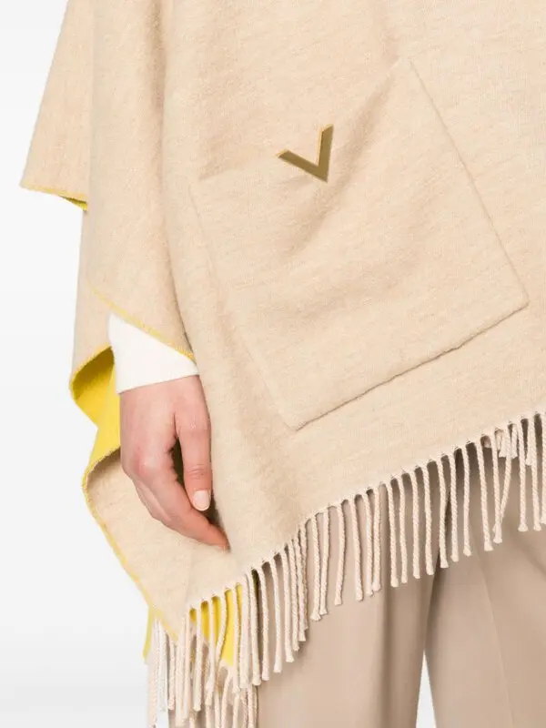 Valentino Garavani Logo Plaque Fringe Cape
