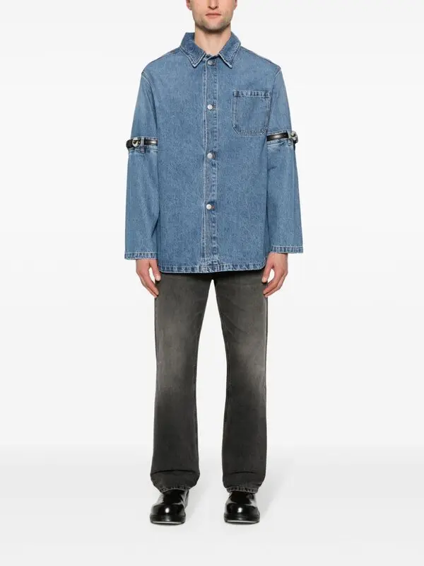 Coperni Logo-buckle Denim Jacket - Blue