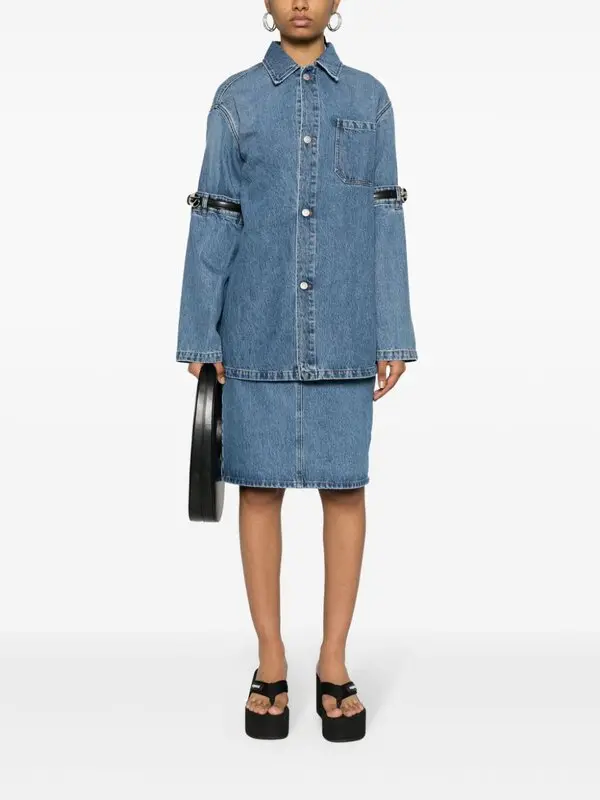 Coperni Logo-buckle Denim Jacket - Blue