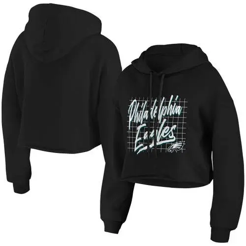 WEAR BY ERIN ANDREWS Philadelphia Eagles Cropped Pullover Hoodie - Black
