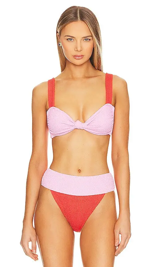 Show Me Your Mumu Aruba Bikini Top - Bubblegum Colorblock Scrunch
