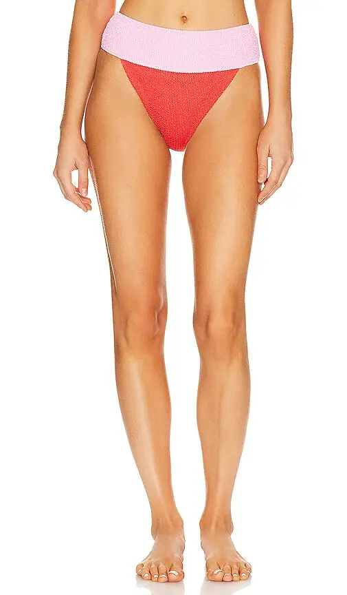Show Me Your Mumu Del Rey High-waisted Bikini Bottom - Bubblegum Colorblock Scrunch