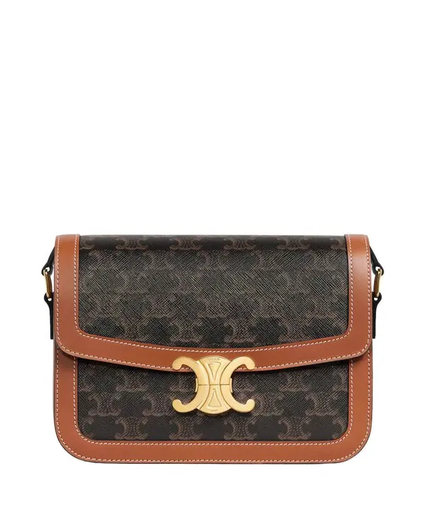 Celine Classique Triomphe Bag In Triomphe Canvas And Calfskin