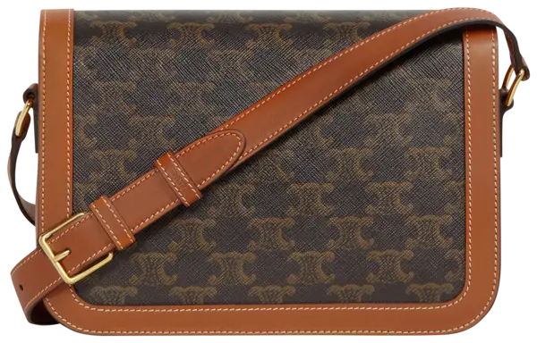 Celine Classique Triomphe Bag In Triomphe Canvas And Calfskin