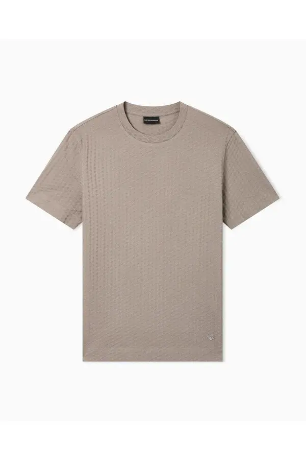 Emporio Armani Asv Us Exclusive Jacquard Jersey T-shirt - Natural