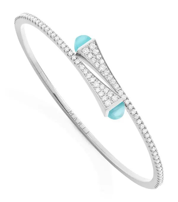 MARLI NEW YORK Gold, Diamond, And Sea Blue Chalcedony Bracelet - White