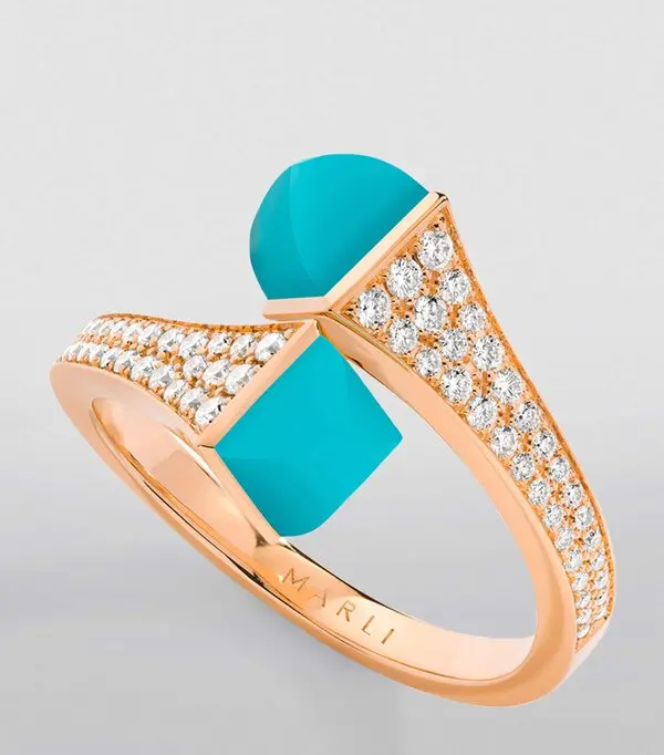 MARLI NEW YORK Diamond And Turquoise Cleo Ring - Rose Gold